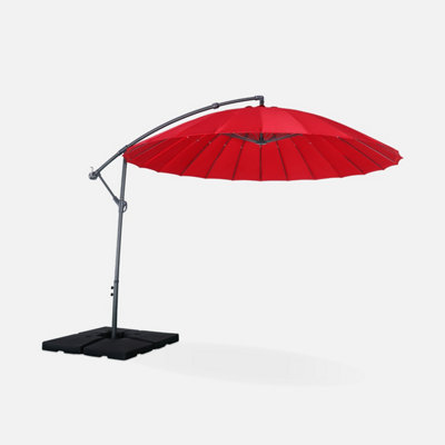 sweeek. Cantilever parasol Diam.300cm - Anthracite frame fibreglass ...