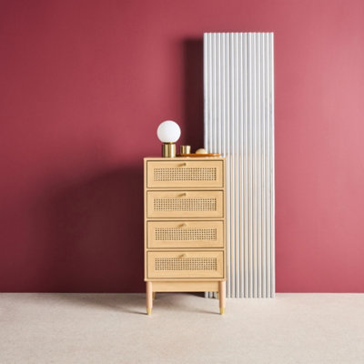 sweeek - Chest of drawers wood and cane 4 drawers Natural 50x40x96 cm ...