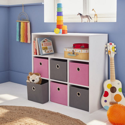 sweeek - Children's storage unit with 6 baskets Camille Pink 76.2x29 ...