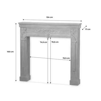 sweeek - Decorative fireplace surround Romance Limed Grey 104x17x100 cm