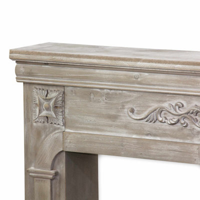 sweeek - Decorative fireplace surround Romance Limed wood 104x17x100 cm