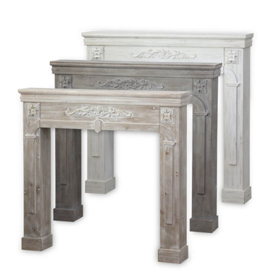 sweeek - Decorative fireplace surround Romance Limed wood 104x17x100 cm