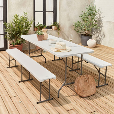 sweeek - Foldable plastic reception table with bench Fiesta reception ...