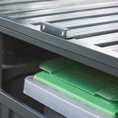 sweeek - Grey galvanised steel bin shed Escaut Grey 219x82x124 cm
