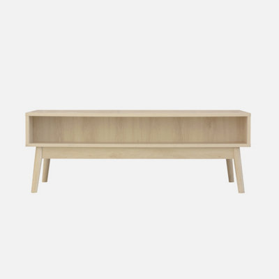 sweeek - Grooved wood detail coffee table Linear Natural 110x59x39 cm