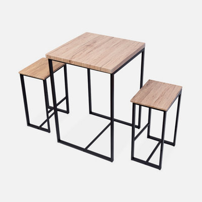 sweeek. Industrial bar style table set with 2 stools Loft Black ...