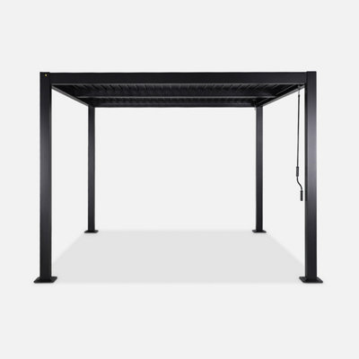 sweeek - Louvered pergola aluminium and steel 3 x 3m black - Palace