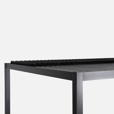 sweeek - Louvered pergola aluminium and steel 3 x 3m black - Palace