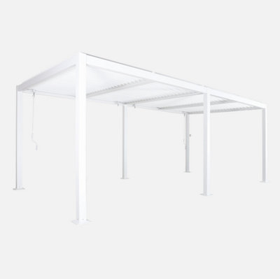 sweeek - Louvered pergola aluminium and steel 6 x 3m white - Palace