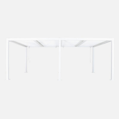 sweeek - Louvered pergola aluminium and steel 6 x 3m white - Palace