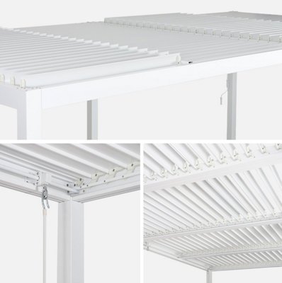 sweeek - Louvered pergola aluminium and steel 6 x 3m white - Palace