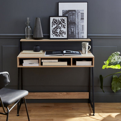 sweeek. Metal and wood-effect desk 100x48x94.5cm Loft Black | DIY at B&Q