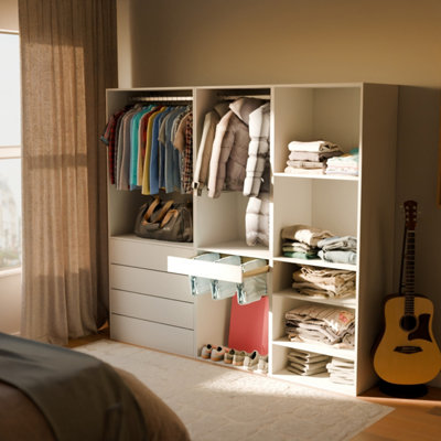 sweeek - Modular dressing kit with 3 elements shelves drawers wardrobe ...