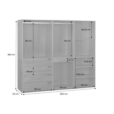sweeek - Modular dressing room kit with 3 elements shelves drawers ...