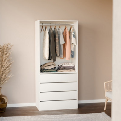 sweeek - Modular open wardrobe drawer and rail unit Modulo White ...