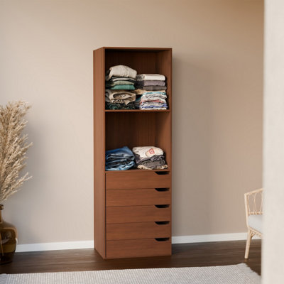 sweeek - Modular open wardrobe drawer and shelf unit Modulo Walnut ...