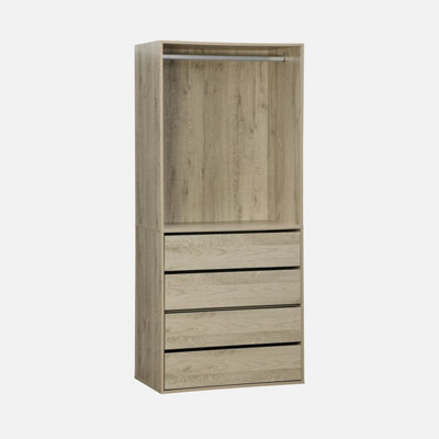 sweeek - Modular wardrobe kit with 4 units Modulo Natural 260x45x180 cm