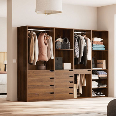 sweeek - Modular wardrobe kit with 4 units Modulo Walnut 260x45x180 cm