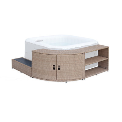 sweeek. Natural polyrattan surround for square hot tub with cabinet ...