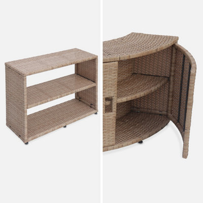 sweeek. Natural polyrattan surround for square hot tub with cabinet ...