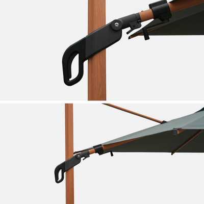 sweeek - Offset parasol ETRETAT square khaki 3x3m mast wood effect