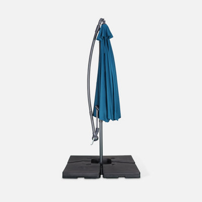sweeek - Offset round parasol 300cm Hardelot Duck Blue