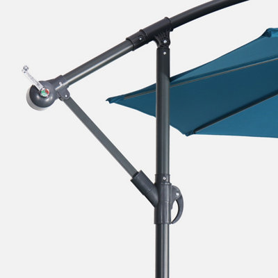 sweeek - Offset round parasol 300cm Hardelot Duck Blue