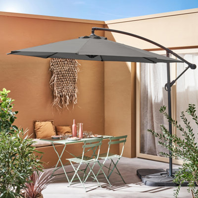 sweeek - Offset round parasol 300cm Hardelot Grey