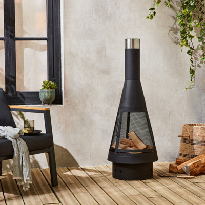 sweeek. Outdoor wood-burning brazier 43.8x43.8x118cm - Lipari | DIY at B&Q