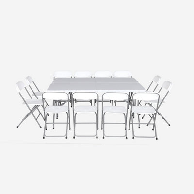 sweeek - Pair of folding plastic reception tables with 12 chairs Fiesta ...