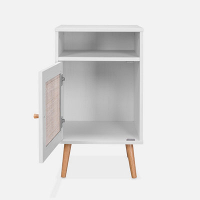 sweeek - Pair of scandi-style bedside tables with cupboard Boheme Blanc ...