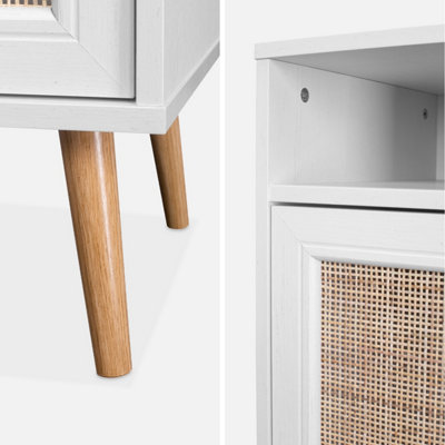 sweeek - Pair of scandi-style bedside tables with cupboard Boheme Blanc ...