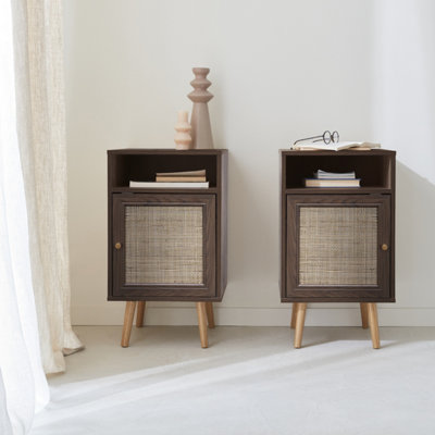 sweeek - Pair of scandi-style bedside tables with cupboard Boheme Dark ...