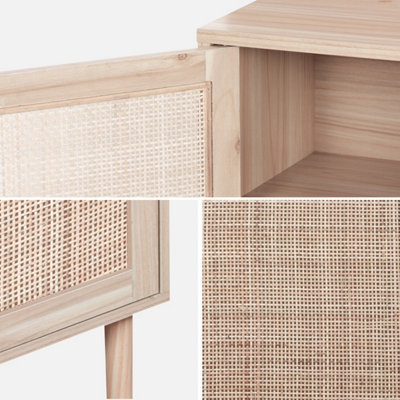 sweeek - Pair of woven rattan bedside tables Camargue Natural 40x30x58 cm