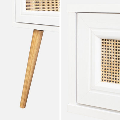 sweeek. Pair of woven rattan bedside tables with drawer Boheme Blanc ...