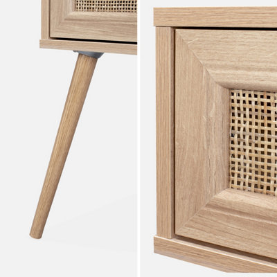 sweeek - Pair of woven rattan bedside tables with drawer Boheme Natural ...