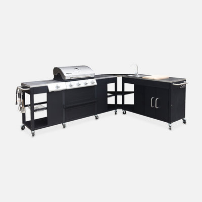 sweeek - Rochefort - 5-burner gas barbecue with sink board utensils ...