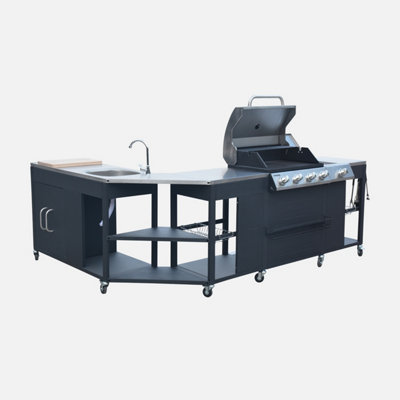 sweeek - Rochefort - 5-burner gas barbecue with sink board utensils ...