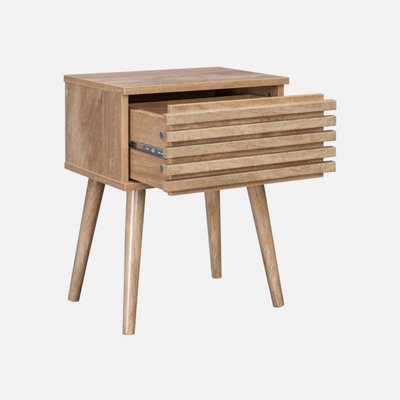 sweeek. Scandi-style bedside table with grooved wooden effect Madere ...