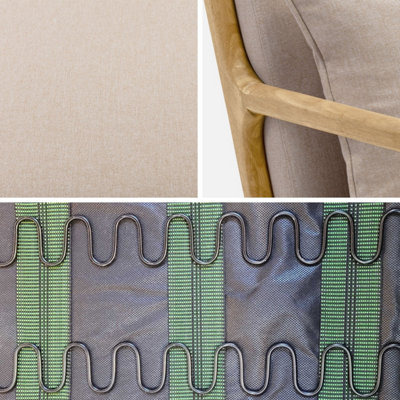 sweeek - Scandi-style wooden armchair with cushion Lorens Beige 65x80x79 cm