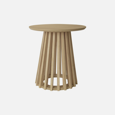 sweeek - Set of 2 round coffee tables oak-effect top and fir-wood legs ...