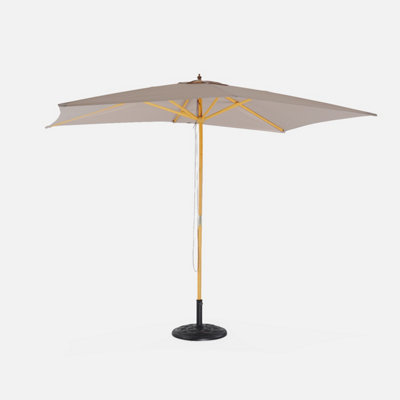 sweeek. Straight rectangular wooden parasol 2x3m - adjustable central ...