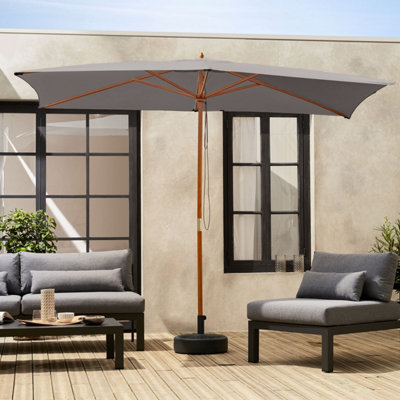 sweeek. Straight rectangular wooden parasol 2x3m - adjustable central ...