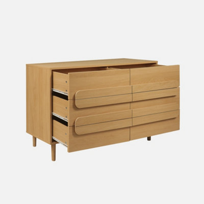 sweeek - Vintage oak wood effect 6 drawer chest Juliana 120x40x75 cm