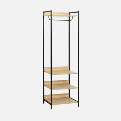 sweeek - Wardrobe module with 1 wardrobe and 3 shelves Clever Black 60x48x190 cm