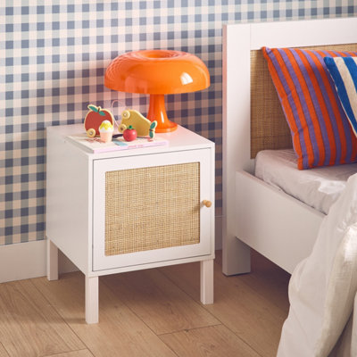 sweeek. White wood and cane effect children's bedside table Boheme kids ...