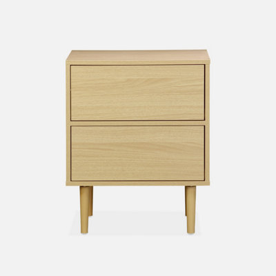 sweeek. Wood-effect bedside table Mika Natural 48x40x59 cm