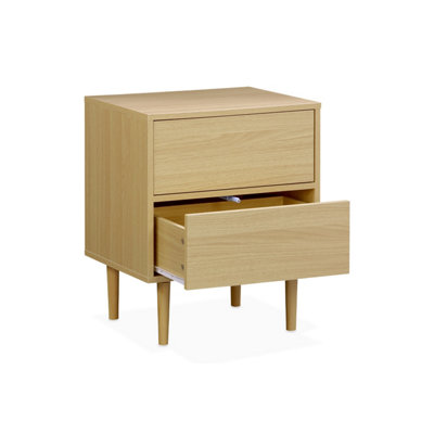 sweeek - Wood-effect bedside table Mika Natural 48x40x59 cm
