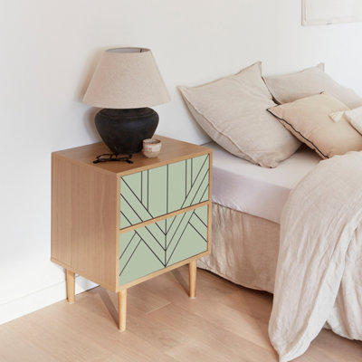 sweeek. Wood-effect bedside tables with two drawers 48x40x59cm - Mika - Water Green | DIY at B&Q