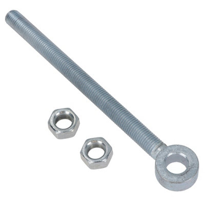 Swing Gate Long Eye Bolts Hinge + Nuts Adjustable Zinc Plated 16 x 200mm 4pc
